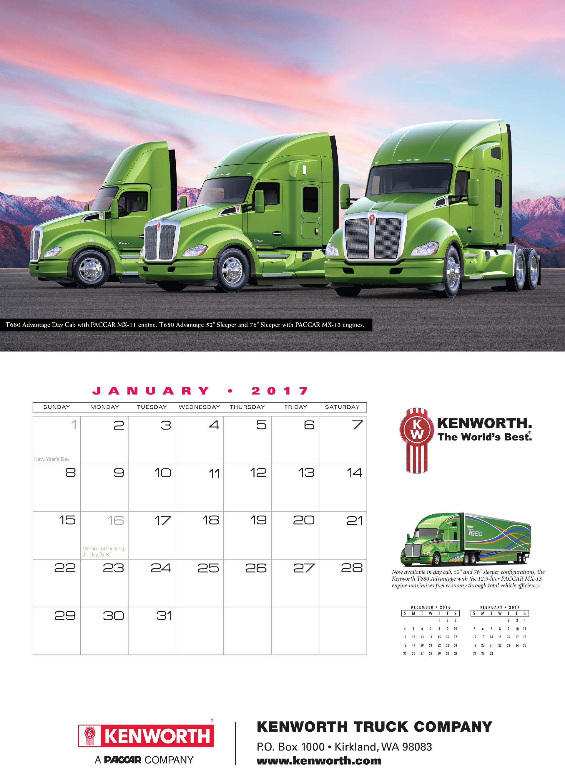 Kenworth announces 2017 Kenworth calandar | Vehicle Service Pros