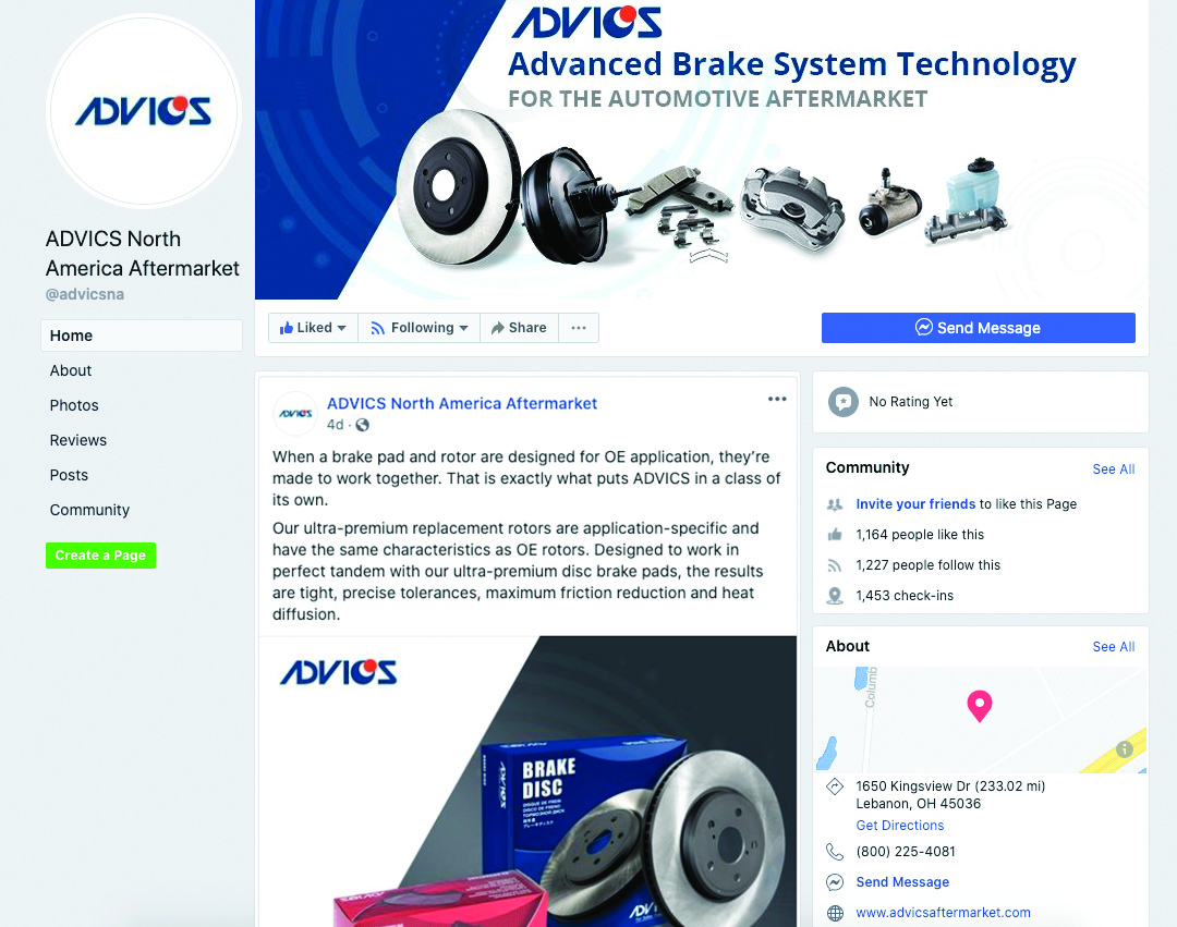 ADVICS Aftermarket launches Facebook page | Vehicle Service Pros