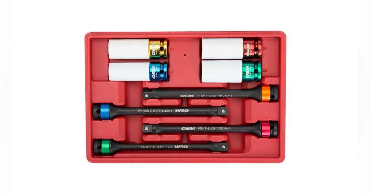 8 Pc Torque Limiting Extension And Thin Wall Socket Set No 24228